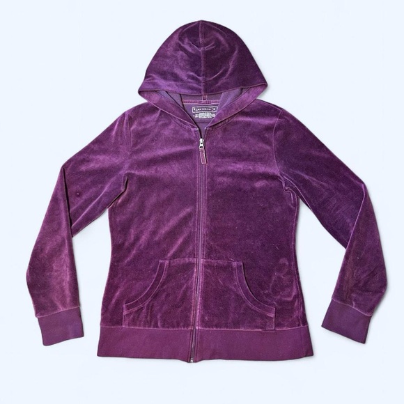 Tops | Y2k Purple Velour Jacket Hoodie By Rek Gear | Poshmark